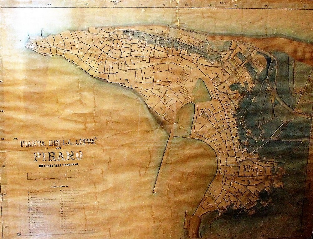 The very interesting map of the city of Piran - Recent history of ...
